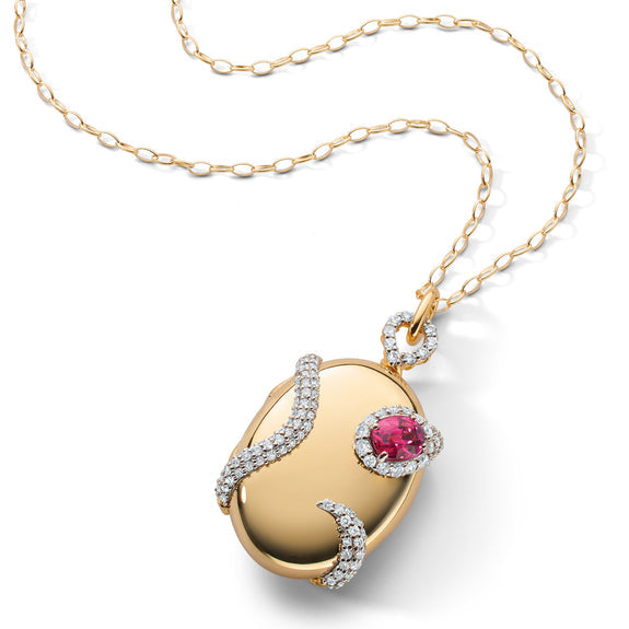 Special Edition Red Spinel and Diamond Snake Locket Necklace– CD Peacock